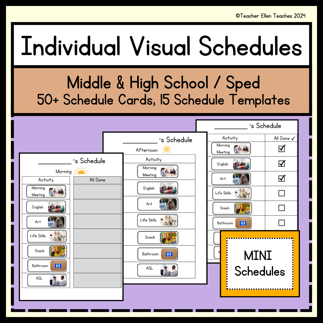 Individual Visual Schedules: Middle and High School Sped - Teacher ...